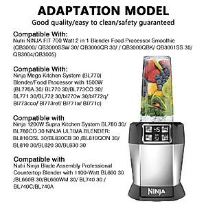 16oz Blender Cup Set 6pcs Replacement Parts Compatible with Ninja Single Serve Cup with Lid and Seal Lid Compatible with Nutri Ninja Series for QB3000 BL770 BL780 BL660 BL740 BL810 Blenders