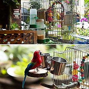 Bird Perches Parakeet Cage Accessories - Natural Wooden Parrot Stand Branch Budgie Bath Mirror Hammock Winter Warm Hanging Nest Hut Cockatiel Water Feeder Dispenser
