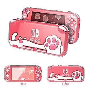 DLseego Protective Case for Switch Lite, Hard PC Clear Anti-Shock Split Cover with Cat-Pad Pattern