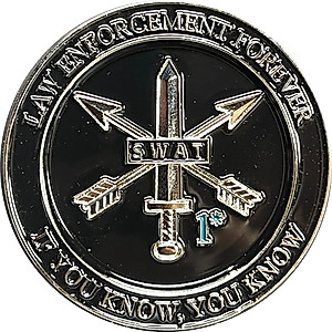 BL16-002 Police Swat 1* Thin Blue Line Challenge Coin Law Enforcement Forever IYKYK