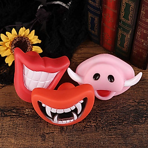 PRETYZOOM 3pcs Silicone Dog Chew Toy Fake Pig Nose Vampire Fangs Red Lips Pet Cosplay Props Halloween Party Favors for Dog