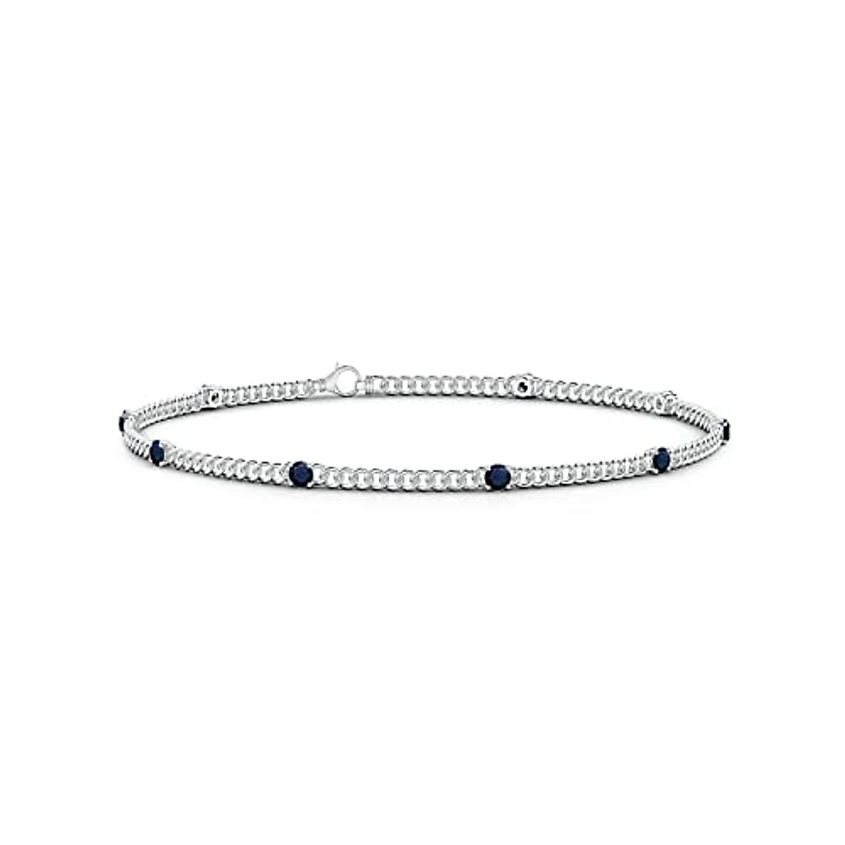 Angara Natural 0.63 Ct Blue Sapphire Stackables Bracelet for Women in 14K White Gold (Grade-A | Size-2.4mm) | September Birthstone, Birthday, Engagement, Anniversary Jewelry Gift For Women