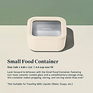 Caraway Glass 4.4 Cup Food Container - Ceramic Coated for Nonstick Storage with Glass Lids - Dishwasher, Oven & Microwave Safe