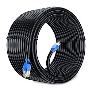 Aurum Cables Cat6 Ethernet Cable for Gaming 250 ft RJ45 550 Mhz, Heavy Duty Waterproof Copper Indoor Outdoor Shielded LAN Cable Direct Burial Zero Lag Network Patch, Compatible with PC Router Modem TV