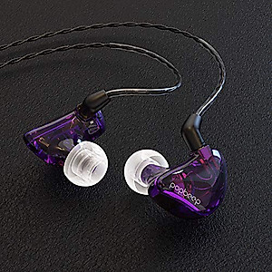 BASN in-Ear Monitor Headphones Dual Dynamic Drivers in Ear Earphones Detachable MMCX Cable Musicians in-Ear Earbuds Headphones (BC100 Purple, with no Mic)