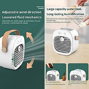 Portable Air Conditioner，6000mAh Mini Air Conditioner Fan，USB Rechargeable Personal Air Conditioner，3 Speed Quiet Air Cooler for Desktop、Office、Bedroom，study、Travel & Indoor/Outdoor Activities.(White)