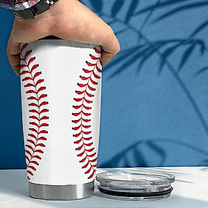SANDJEST Baseball Tumbler Cup 20oz Stainless Steel Insulated Travel Mug Tumblers Cup Baseball Gift for Women Men Mom Gifts for Birthday Christmas