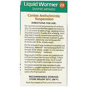 Durvet 2x LIquid Wormer, 2 oz, For Puppies and Adult Dogs