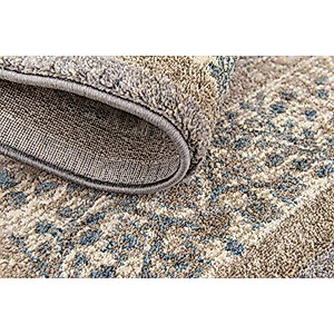 Unique Loom Salzburg Collection Classic Traditional Design Oriental Inspired with Intricate Border Area Rug, 4' Square, Light Brown/Gray