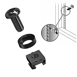 50 Pack of Black M6 Cage Nuts & Screws for Rack Mount Equipment Server 19" and 10" Cabinet, Patch Panel, Server Shelves Fixing & Installation Screws & Cage Nuts Wall Mount Server Network Enclosure