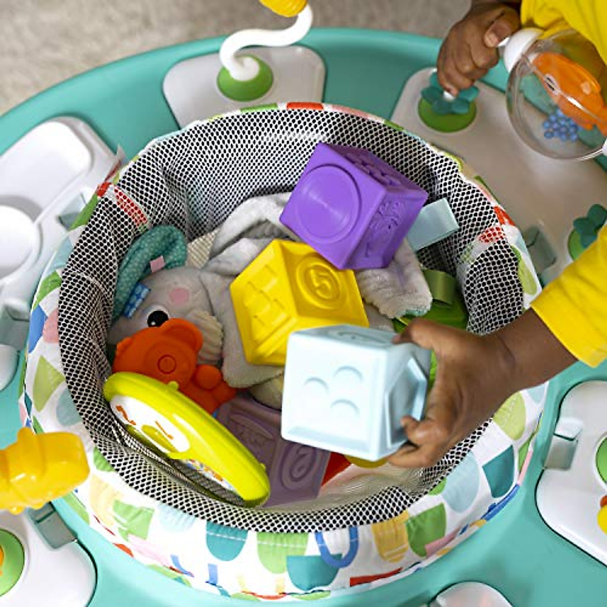 Bright Starts Bounce Bounce Baby 2-in-1 Activity Center Jumper & Table - Playful Pond (Green), 6 Months+