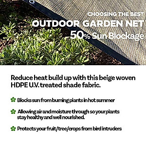 Alion Home HDPE 50% Sun Block Shade Cloth Garden Netting Fabric (6'x6'6'', Beige)
