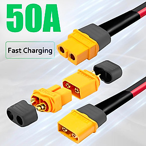Magiktech 50FT XT60 Extension Cable with Male and Female Connectors XT60 Adapters Cable for Power Station and Rechargeable Batteries (12AWG 50FT)