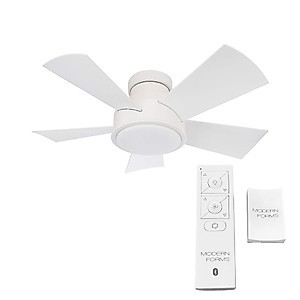 Vox Smart Indoor and Outdoor 5-Blade Flush Mount Ceiling Fan 38in Matte White with 3000K LED Light Kit and Remote Control works with Alexa, Google Assistant, Samsung Things, and iOS or Android App