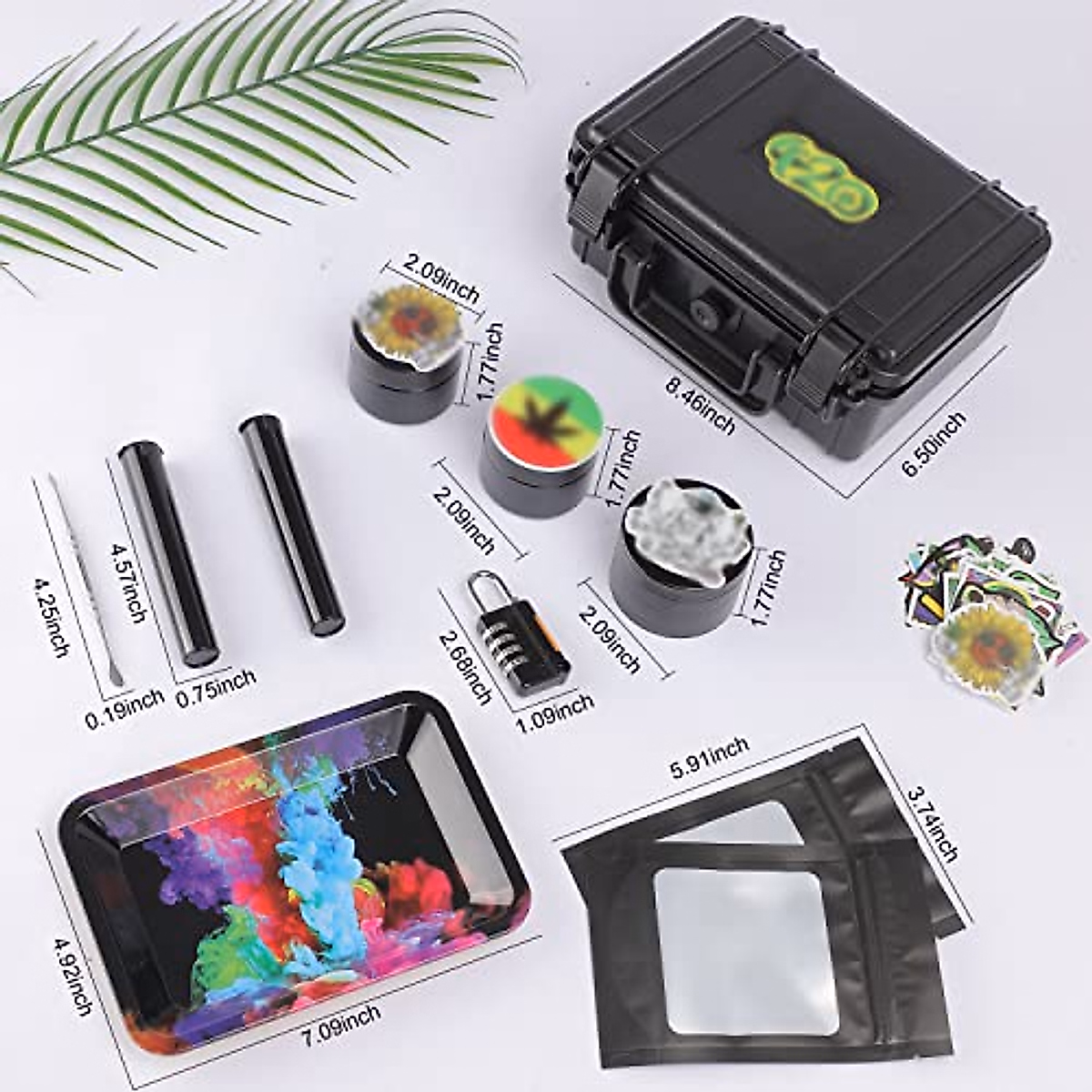 Kyrgyzst Smell Proof Box - ABS Plastic Storage Container with Lock - Smell Proof Containers, Smell Proof Lock Box with & Fun Stickers & robust, Odor Proof Box Suit for Travel Camping(Multicolored)