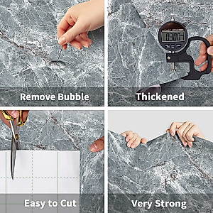 Erfoni Marble Contact Paper Blue Glossy Marble Wallpaper Marble Peel and Stick Wallpaper for Countertops 15.8inch x 197inch Granite Self Adhesive Removable Wall Paper for Cabinets Waterproof Vinyl