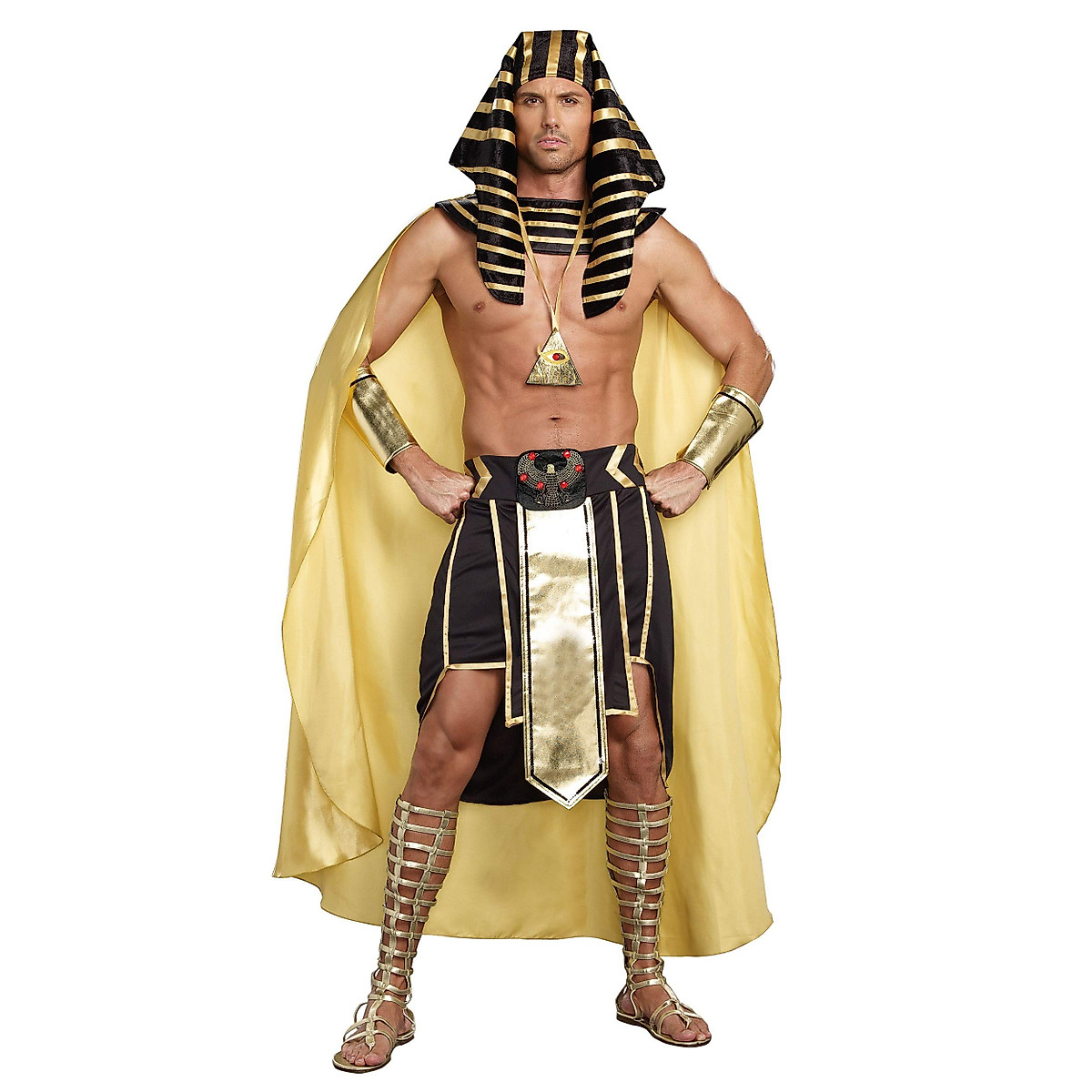 Dreamgirl Adult King Tut Costume, Mens Ancient Egyptian Pharaoh, Fashion King of Egypt Halloween Costume Medium