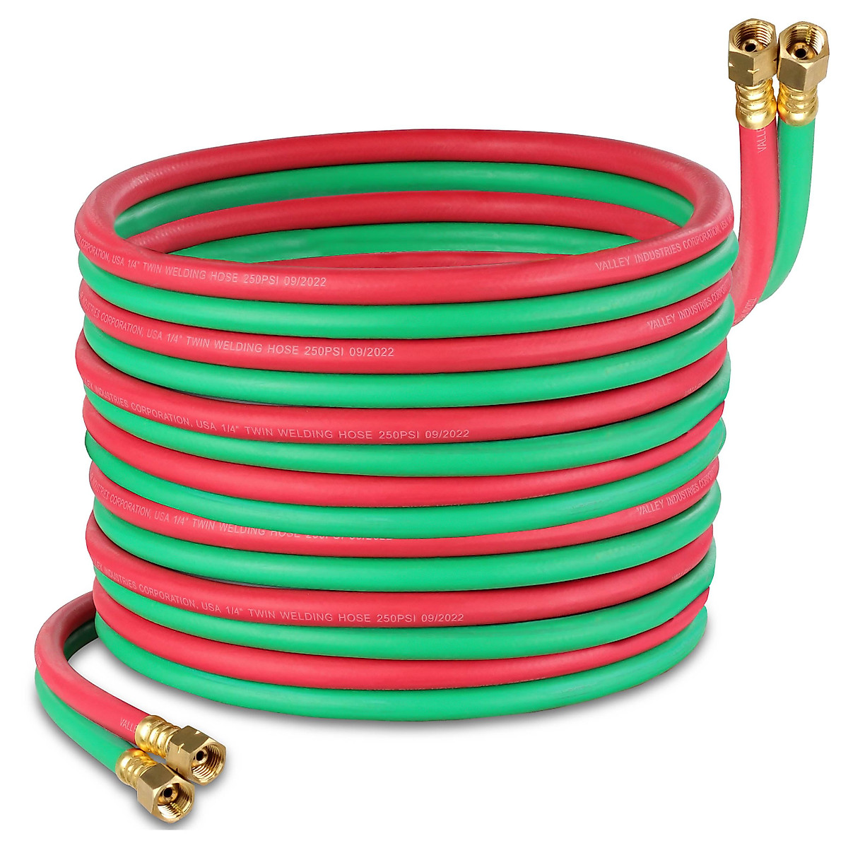 ABN Oxy Acetylene Hose, 50 Foot x 1/4 Inch - B Fitting Twin Cutting Torch Hose for Welding