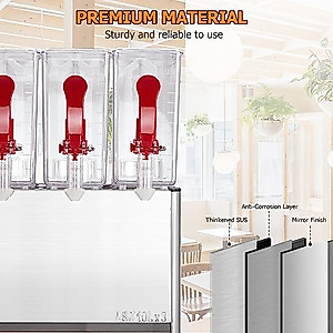 Commercial Beverage Dispenser, Towallmark 3 Tanks 7.93 Gallon 30L Commercial Juice Dispenser, 10 Liter Per Tank, 320W Stainless Steel Food Grade Ice Tea Drink Dispenser with Thermostat Controller