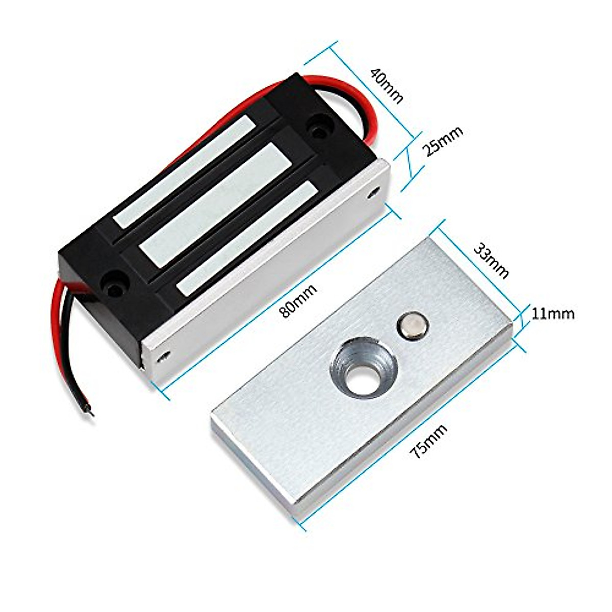 HFeng Electromagnetic Lock Access Control 60KG/132lbs Electronic Magnetic Lock DC12V Fail Safe NC Mini Small Door Lock for Electric Security System