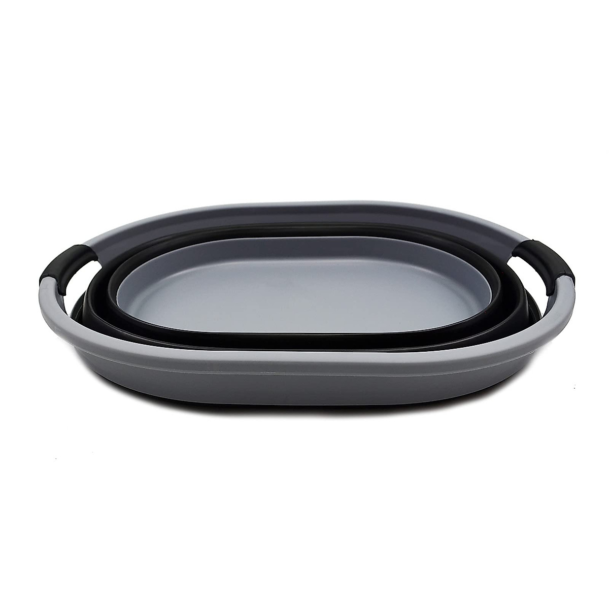 SAMMART 28L (7.4 gallon) Collapsible Plastic Laundry Basket-Oval Tub/Basket - Portable Washing Tub-Space Saving Laundry Hamper, Water capacity: 22L (5.8 gallon) (1, Bright Blue)