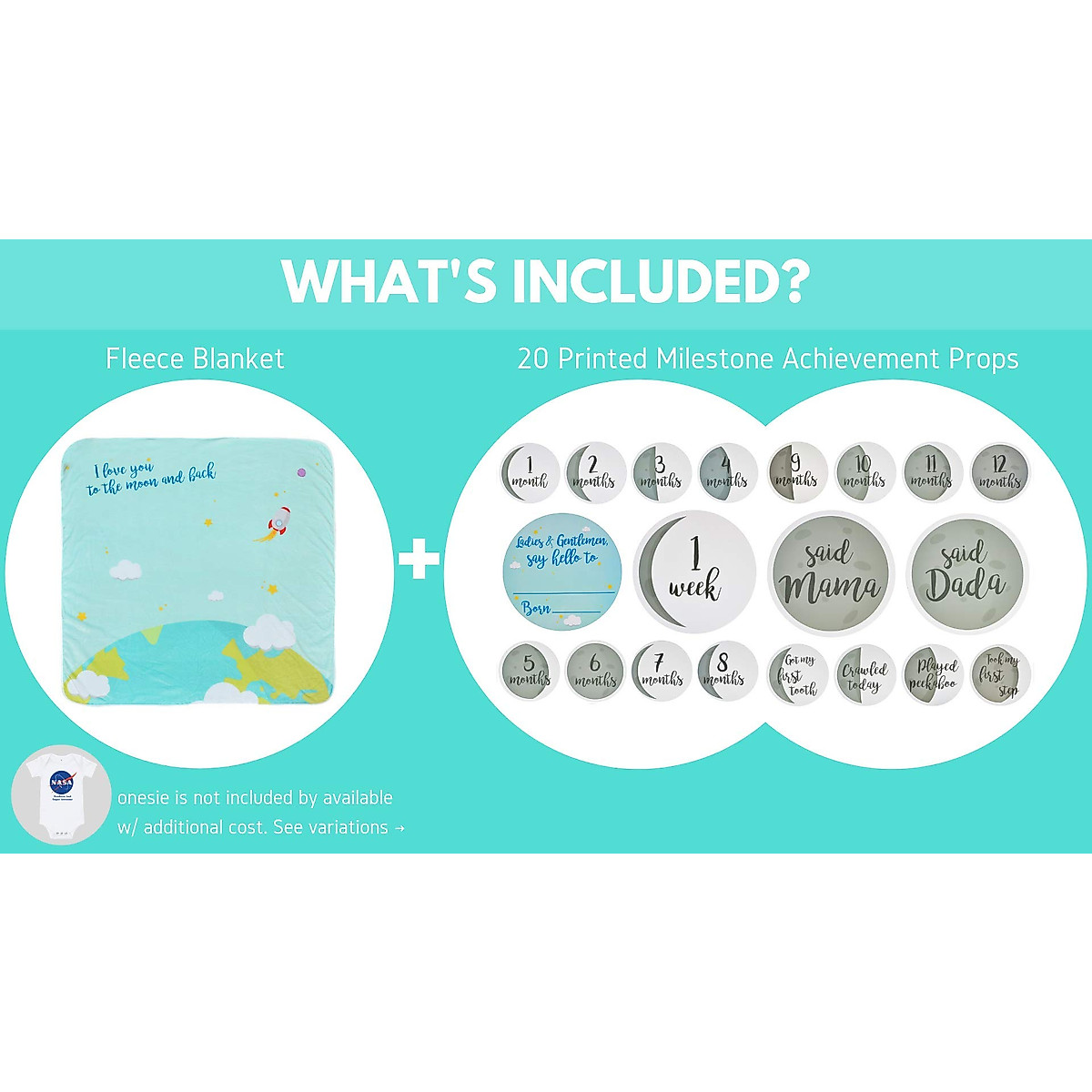 Baby Monthly Milestone Blanket with 20 Milestone Moments Props for Boy & Girl, Photography Blankets, Organic Thick Fleece Blanket Backdrop for Personalized Month Pictures for Girls and Boys