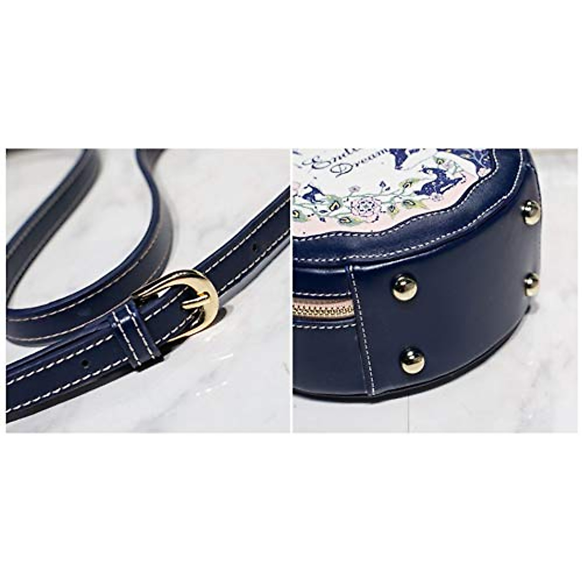 Nite closet Lolita Purses Crossbody for Women Small Handbag Cute Round Shoulder Bag (Navy)