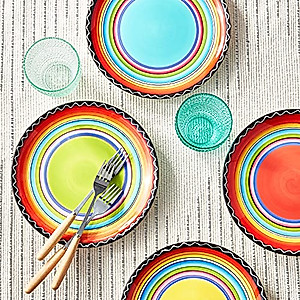 Certified International Tequila Sunrise Salad/Dessert Plate, 9-Inch, Assorted Designs, Set of 4, Multicolored