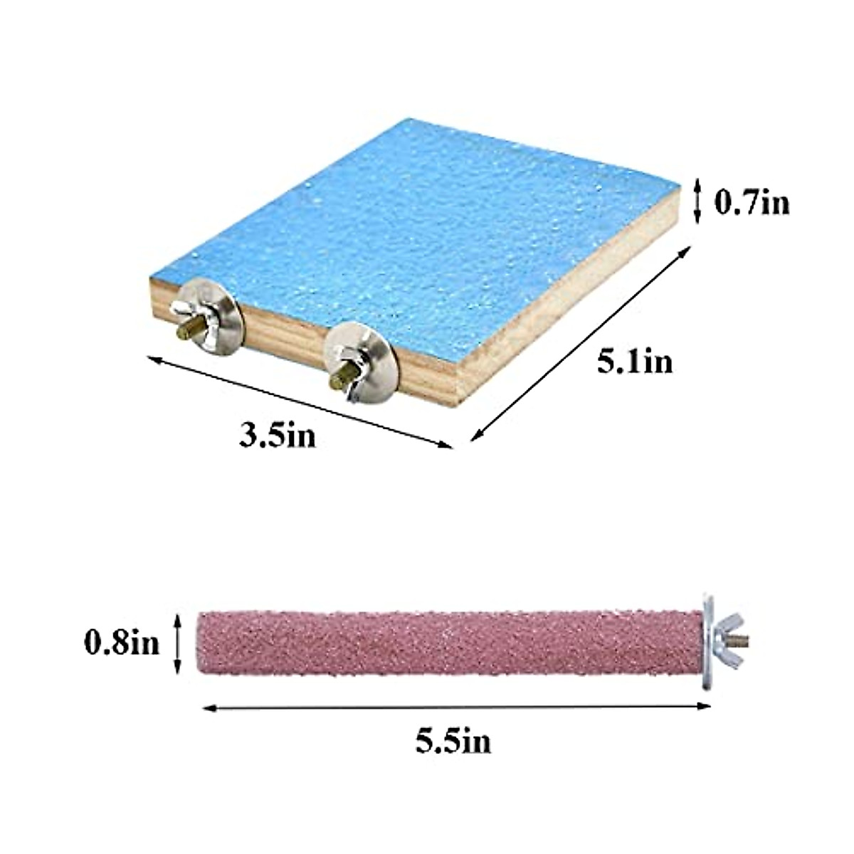 Hamiledyi 5 Pcs Parrot Perch Stand,Natural Wood Bird Perch Stand Platform Paw Grinding Sticks Cage Accessories Exercise Toys for Budgies Parakeets Cockatiels Conures Lovebirds