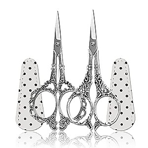 Hisuper 2 Pairs Crafting Scissors 4.5 Inch Sewing Scissors Small Sharp Craft Scissors with Leather Scissors Cover Embroidery Scissor Shears for Fabric Needlework Crochet Threading Tool