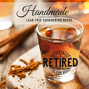 Onebttl Retirement Gifts for Men & Women, Funny Retirement Shot Glasses Set of 2-1.5oz Shot Drinking Glass Retirement Gifts for Couples, Gifts for the Retired - Officially Retired