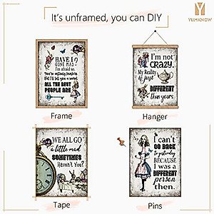 Alice in Wonderland Wall Art Decor - Alice Inspirational Saying Quotes Poster Prints Room Decor, Motivational Wall Art for Alice Fans, Self Affirmation Gift for Women Teen Girl Cheshire Cat Mad Hatter