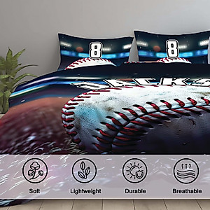 OHWILD Baseball Comforter Set Twin, Custom Luxury Twin Baseball Bedding Set for Bedroom Decorations Super Warm Pink Neon Baseball Comforter Set Queen for Baseball Lovers (BASEBALL-DS23)