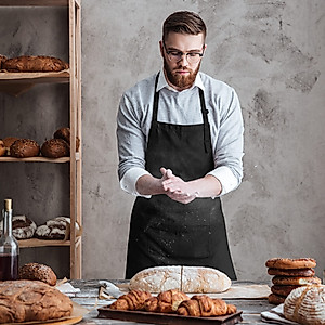 Utopia Kitchen Adjustable Bib Apron (2-Pack) Water Oil Resistant Chef Cooking Kitchen Aprons with Pockets for Men Women (Black)