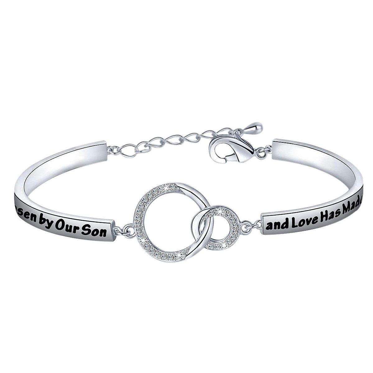 FEELMEM Daughter in Law Gift You Were Created By God Chosen By Our Son And Love Has Made You Our Daughter Bangle Bracelet Wedding Gift Jewelry For Bride Bridal Shower Gift (You-greated silver)