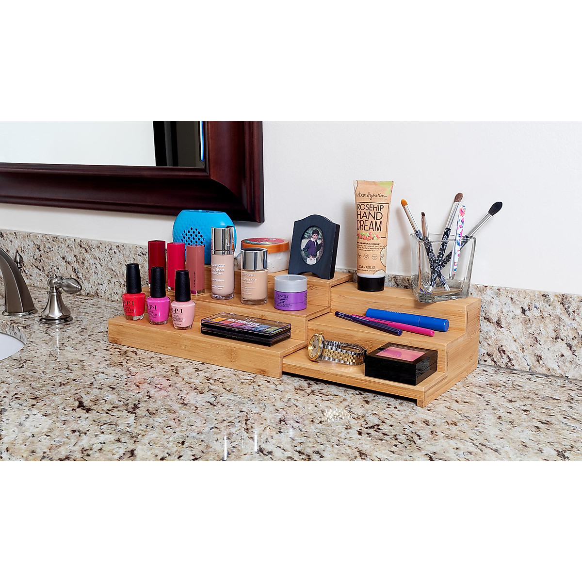 Lipper International 8807 Bamboo Wood Expandable 3-Tier Step Shelf Kitchen Organizer, 12" x 7-7/8" x 4-1/4"