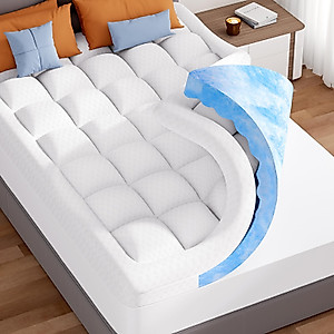 KAYFIA Dual Layer 3 Inch Memory Foam Mattress Topper Full,2 Inch Gel Memory Foam Plus 1 Inch Down Alternative Pillow Top Mattress Topper,with 8-21 Inch Deep Pocket,Support for Back (White, Full)