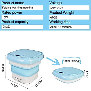 ZKFDP Portable Washing Machine,Ultrasonic Mini Washing Machine,Folding Washing Machine for Wash Baby Clothes, Apartment Dorm,Travelling，Gift for Friend or Family（Blue）