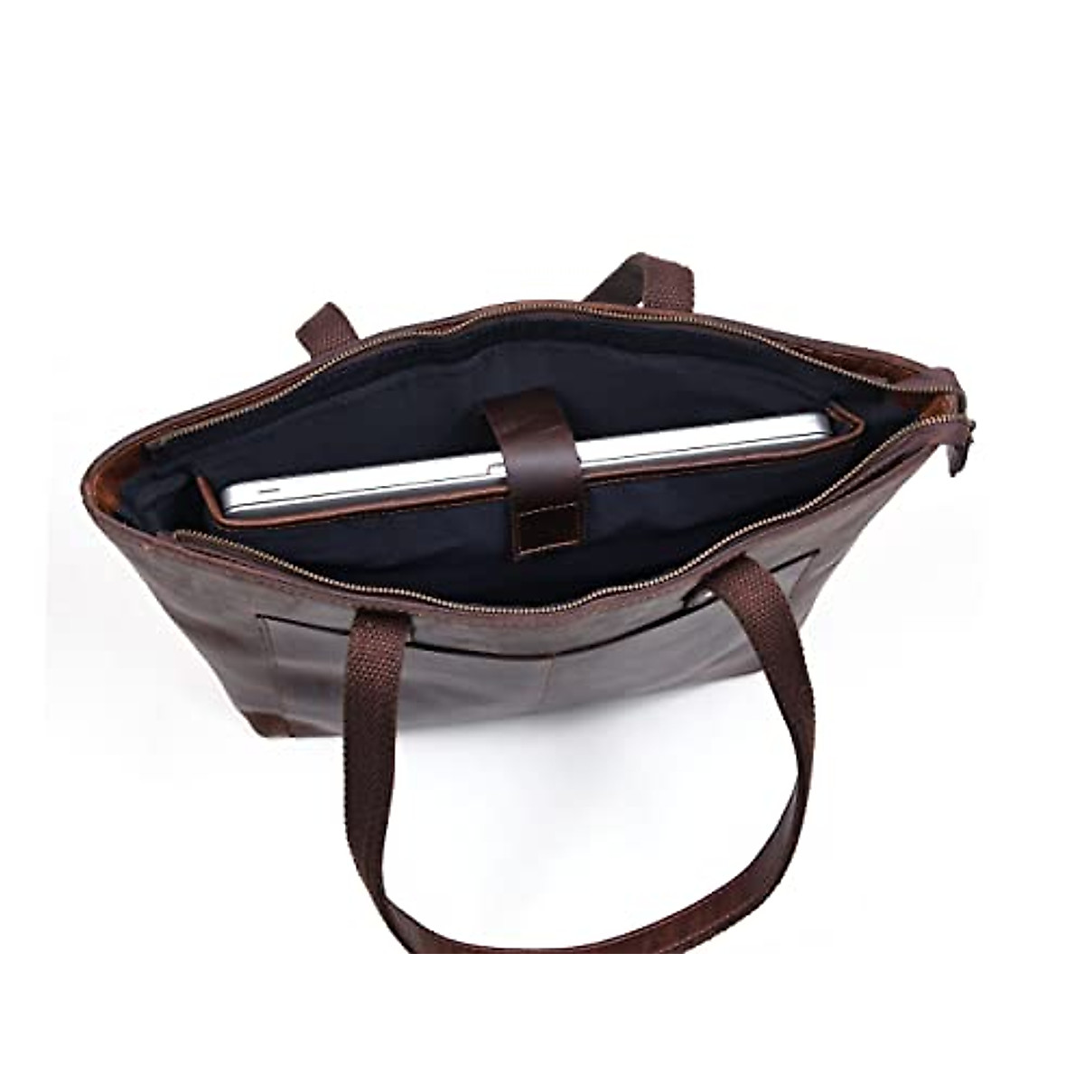 Aaron Leather Goods Genuine Leather Shoulder Office Tote Bag for Women (Umber)