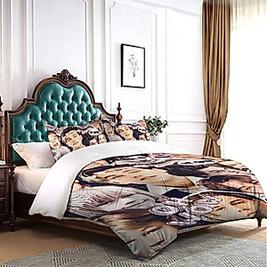 SKEGVINRE Leonardo Dicaprio Bedding Set Duvet Cover Sets 3D Pattern Printed Ultra Soft Microfiber All Season Bedroom Comforter Cover 3Pcs 86" x 70", with Zipper Closure & Corner Ties