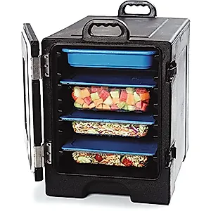Carlisle FoodService Products Cateraide Plastic Insulated Food Container, Portable Food Warmer, Food Pan Carrier with Versatile Capacity for Parties, Catering, Buffets, 5 Full Pans, Black