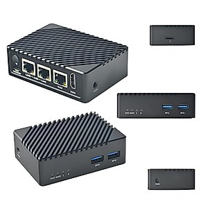 youyeetoo NanoPi R5S Mini Router with Metal Case,4GB LPDDR4 32GB EMMC, RK3568 Development Board 0.8TOPS NPU Support Docker Three Ethernet Ports USB3.0 HDMI Support M.2 NVMe Storage PD Power