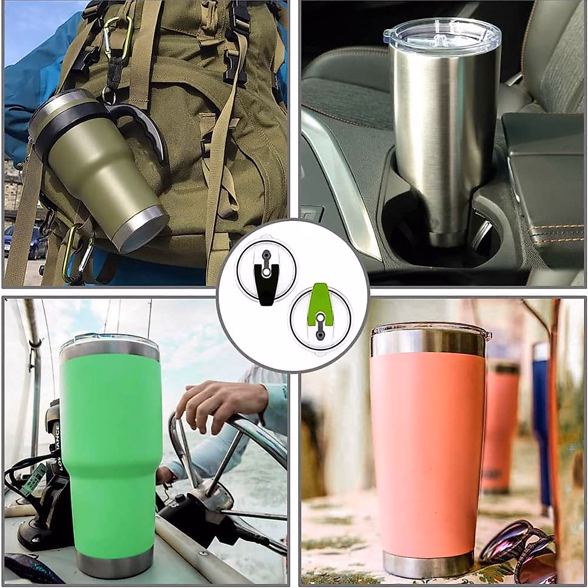 2 pcs Tumbler Replacement Lids,Spill-proof Splash Resistant Straw-friendly Cover,BPA Free & Straw Friendly (30 oz,white&black)