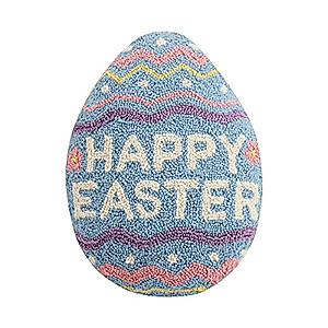 Peking Handicraft Happy Easter Egg 12" x 16" Hooked Wool Pillow
