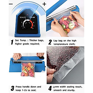 Impulse Heat Sealer Poly Bag Heat Sealer Sealing Machine Heat Seal Closer for Plastic Bags PE PP Bags with Extra Repair Kit (8 inch)