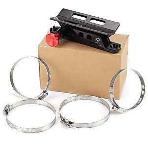 Adjustable Aluminum Fire Extinguisher Mount Holder with 4 Clamps Vehicle Fire Extinguisher Bracket for Wrangler TJ JK JL JKU UTV Polaris RZR Ranger (Black with Red Knob)