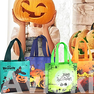 Aviski 20PCS Halloween Trick or Treat Bags, Small Halloween Tote Bags with Handles, Gift Bags, Multifunctional Non-Woven Halloween Bags for Gifts Wrapping, Halloween Party Supplies