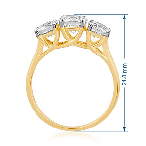 Jewelili 10K Yellow Gold 6.3 MM and 5 MM Round Cubic Zirconia Anniversary Ring, Size 8