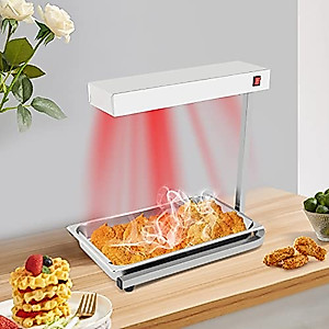 Fetcoi French Fry Warmer, Commercial Heat Lamp Food Warmer Strip Warmer, 500W Free-Standing Warming Dump Station Countertop for Chips Churros Fried Food