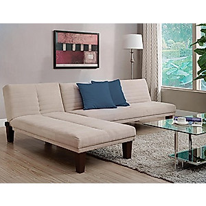 DHP Dillan 69 Inch Futon Sofa Bed, Modern Armless Upholstered Couch Sleeper with Tufted Back and Seat, Full, Tan